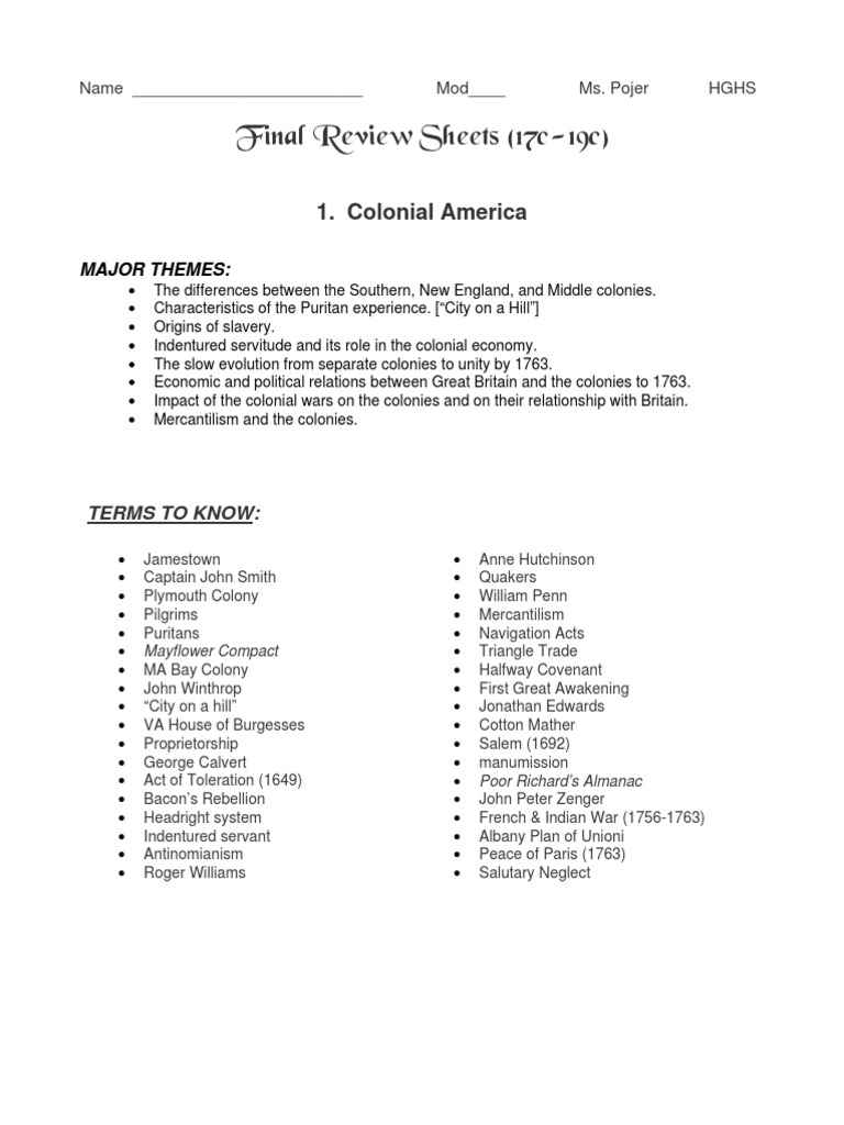 17-19 Century Themes and Terms | PDF | American Revolution | Federalist ...