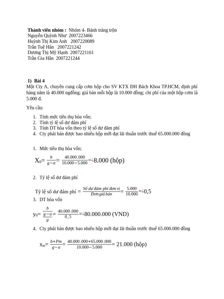 KTQT - BT 4 - Nhóm 4 - Bánh Tráng TR N | PDF
