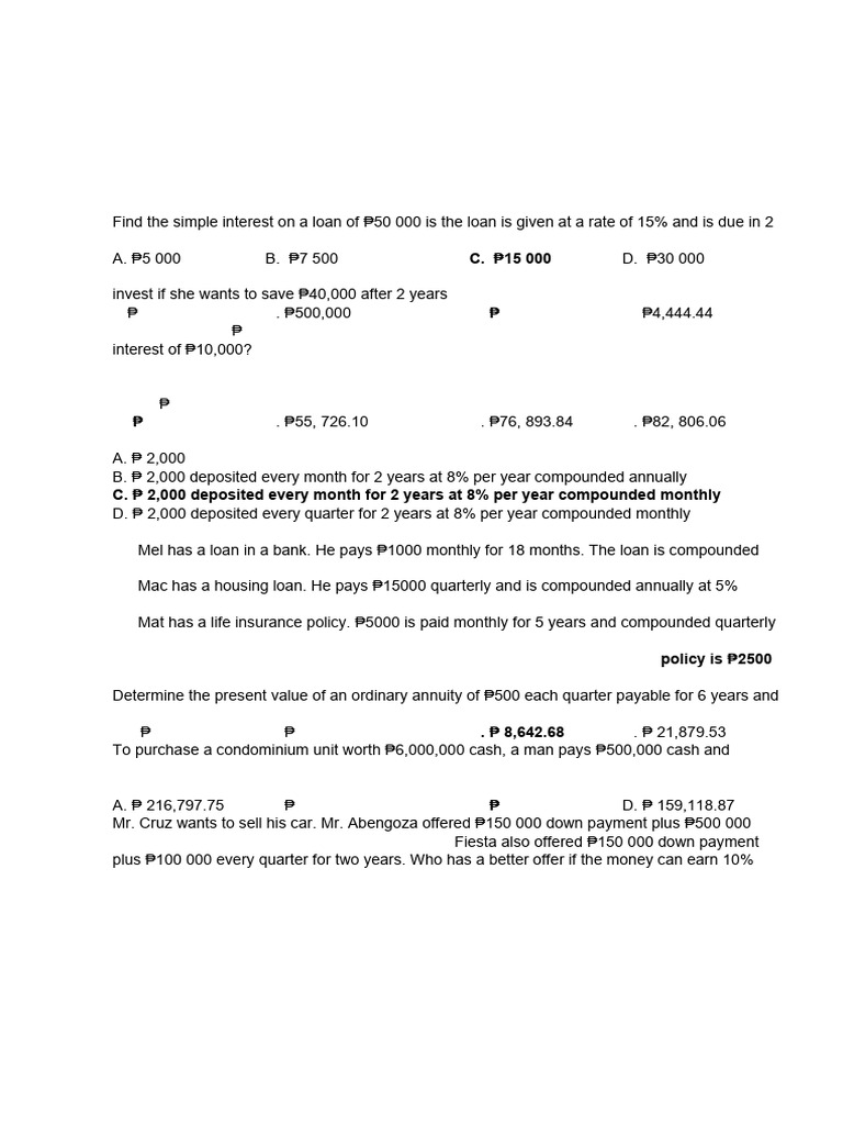 Gen Math 2425 Sample Questions For Review | PDF | Interest | Compound ...