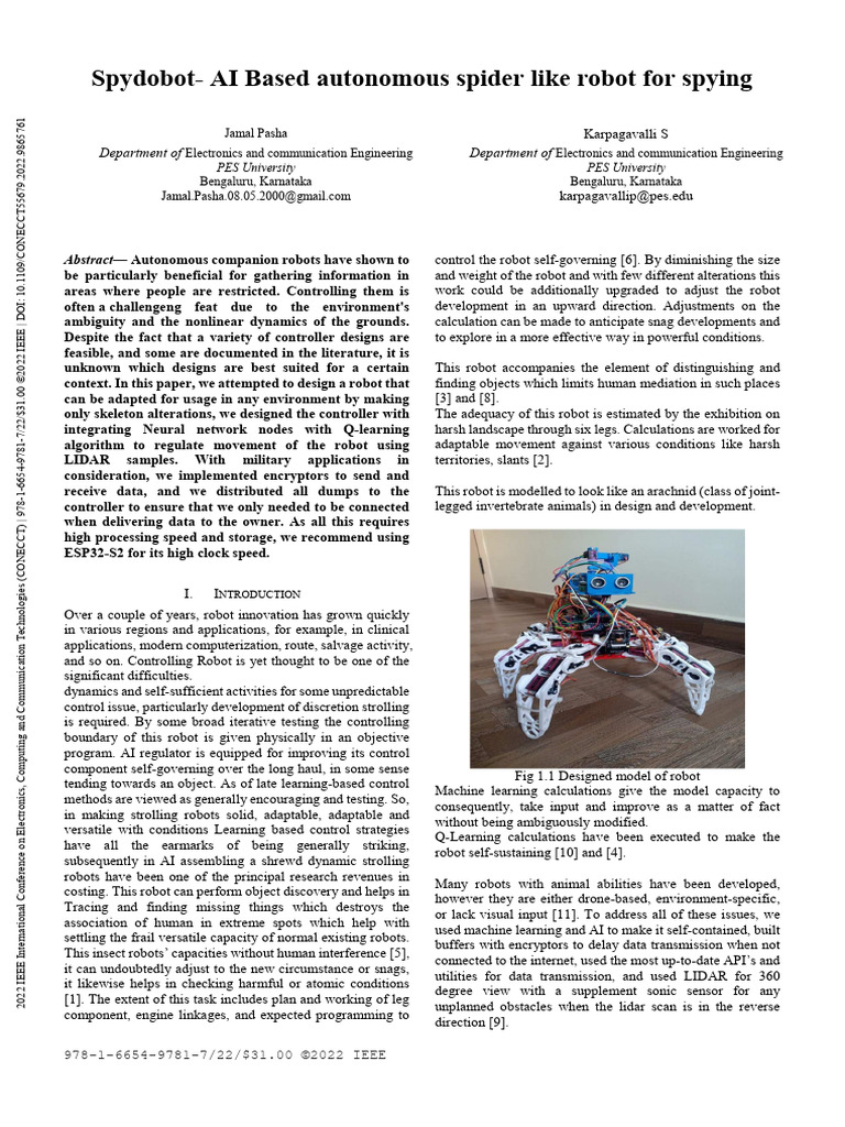 Spydobot-AI_Based_autonomous_spider_like_robot_for_spying | PDF | Lidar ...