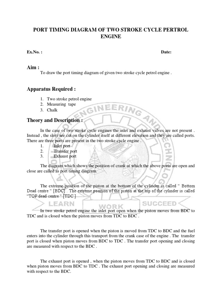 Port Timing Diagram of Two Stroke Cycle Pertrol Engine | PDF | Internal ...