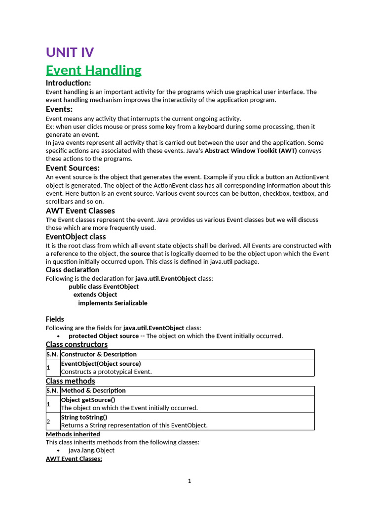 Java AWT Event Handling Guide | PDF | Regular Expression | Class (Computer Programming)