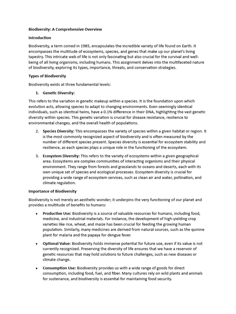 Biodiversity Pdf Biodiversity Conservation Biology