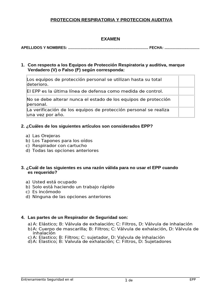 Examen de Epps | PDF | ruido | Escuchando
