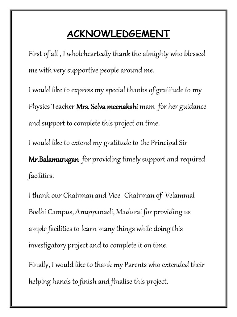 Acknowledgement Physics | PDF