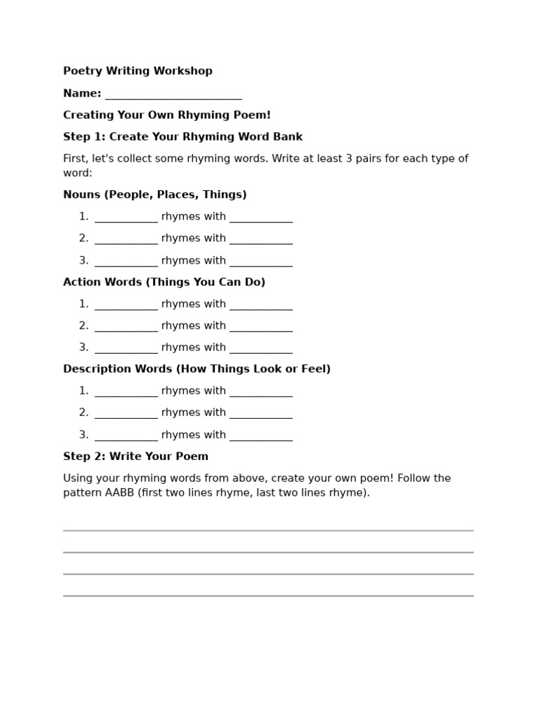 Poetry Writing Workshop | PDF