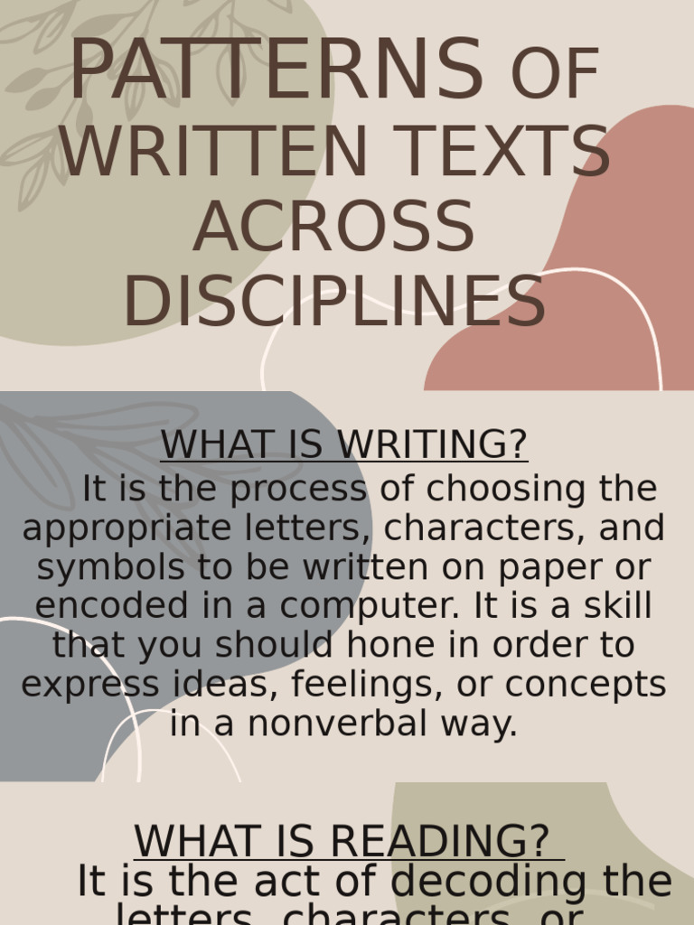 PATTERNS OF WRITTEN TEXTS ACROSS DISCIPLINES | PDF | Information | Thought