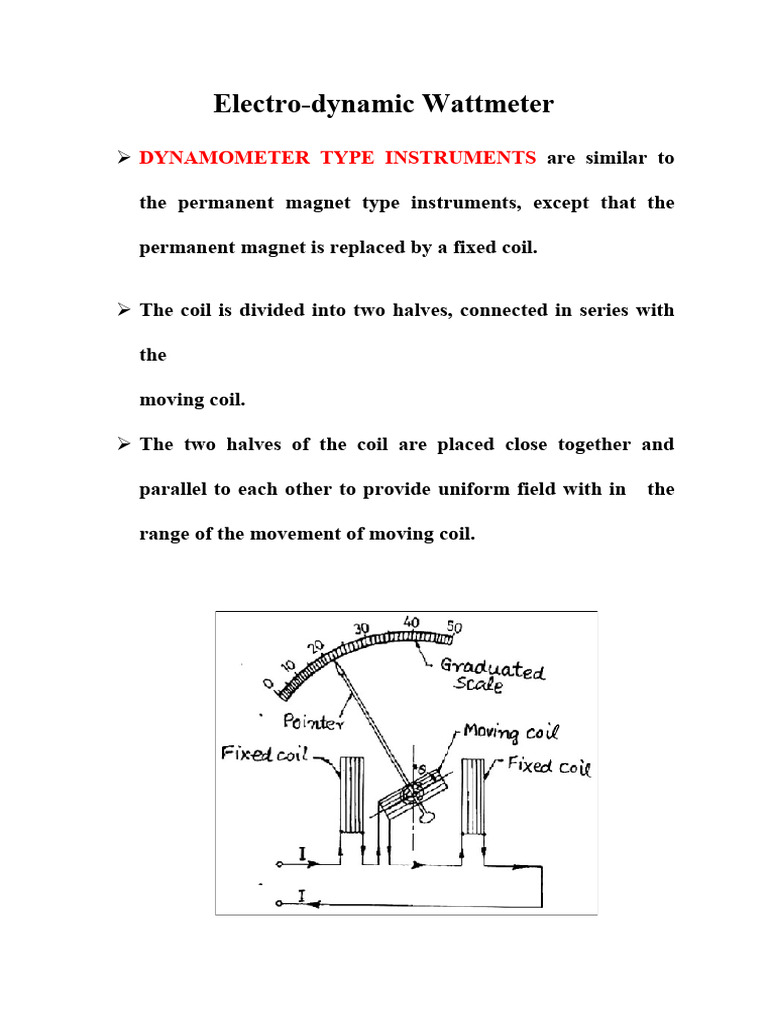 Electro-Dynamic Wattmeter Guide | PDF | Inductor | Capacitor