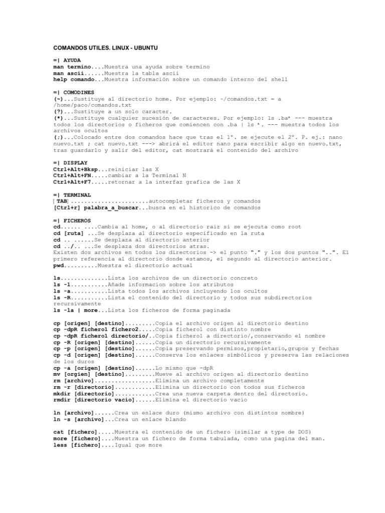 Comandos Utiles Ubuntu | PDF | Directorio (Computación) | Archivo de ...