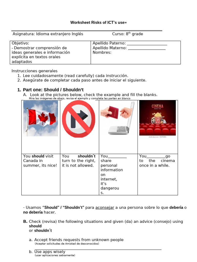 Guia-Ingles-8vo-Basico-Should-7-julio | PDF