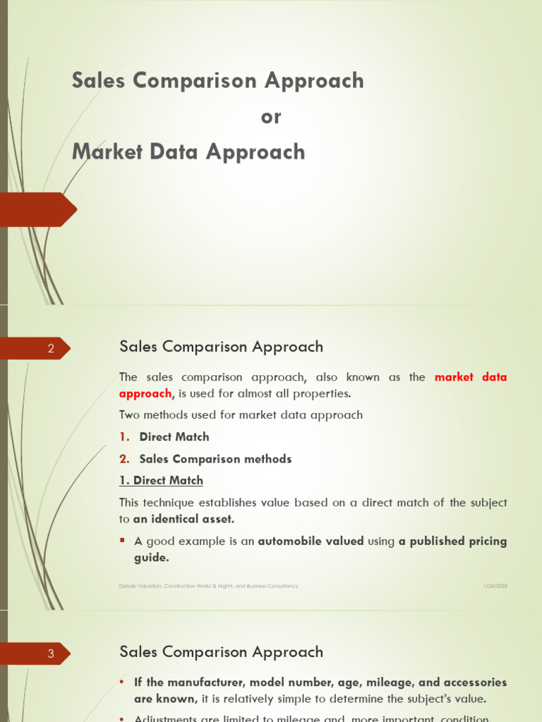 Sales Comparison Approach | PDF | Real Estate Appraisal | Market (Economics)