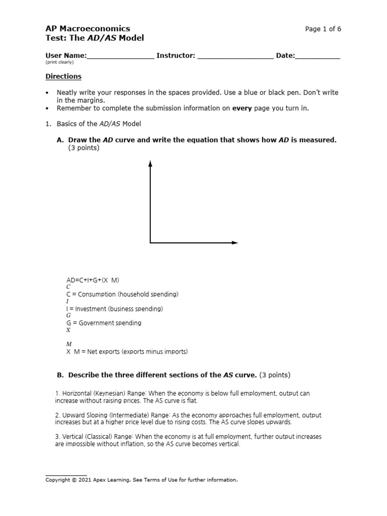 Ad/As: AP Macroeconomics Test: The Model | PDF | Long Run And Short Run ...