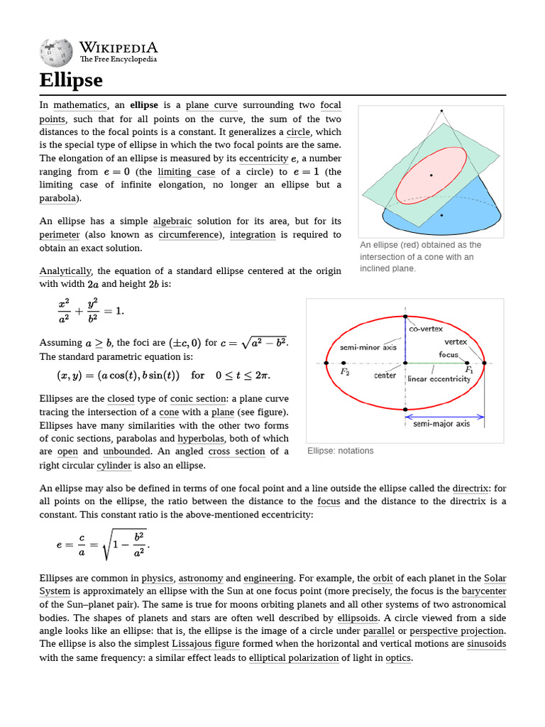 Ellipse | PDF | Ellipse | Elementary Geometry Ellipse | PDF | Ellipse | Elementary Geometry