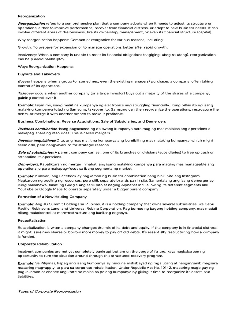 Reorganization-WPS Office | PDF | Debt | Creditor