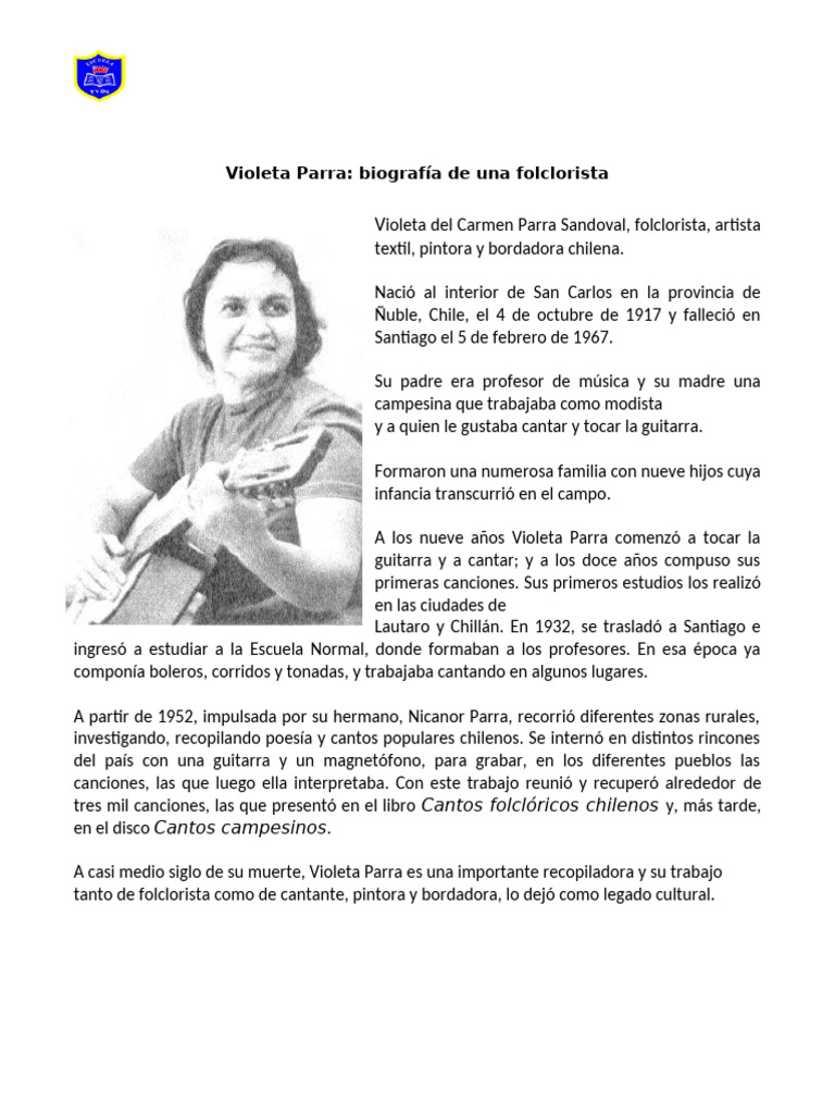 Biografía Violeta para 6° 2024 | PDF