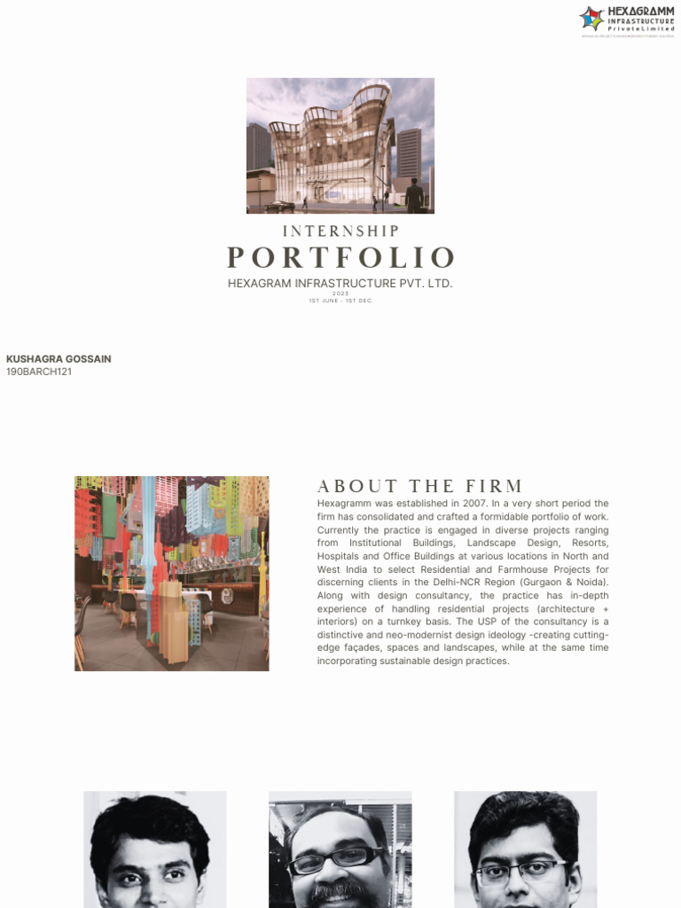 Kushagra Gossain - Internship Portfolio | PDF | Tile | Architectural Design