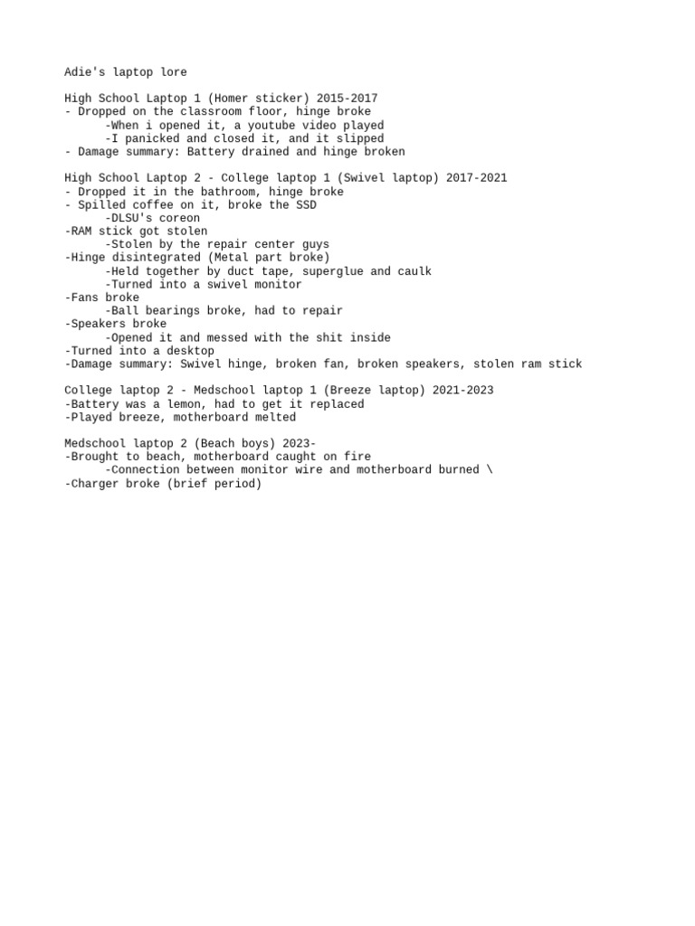 Adie's Laptop Lore | PDF