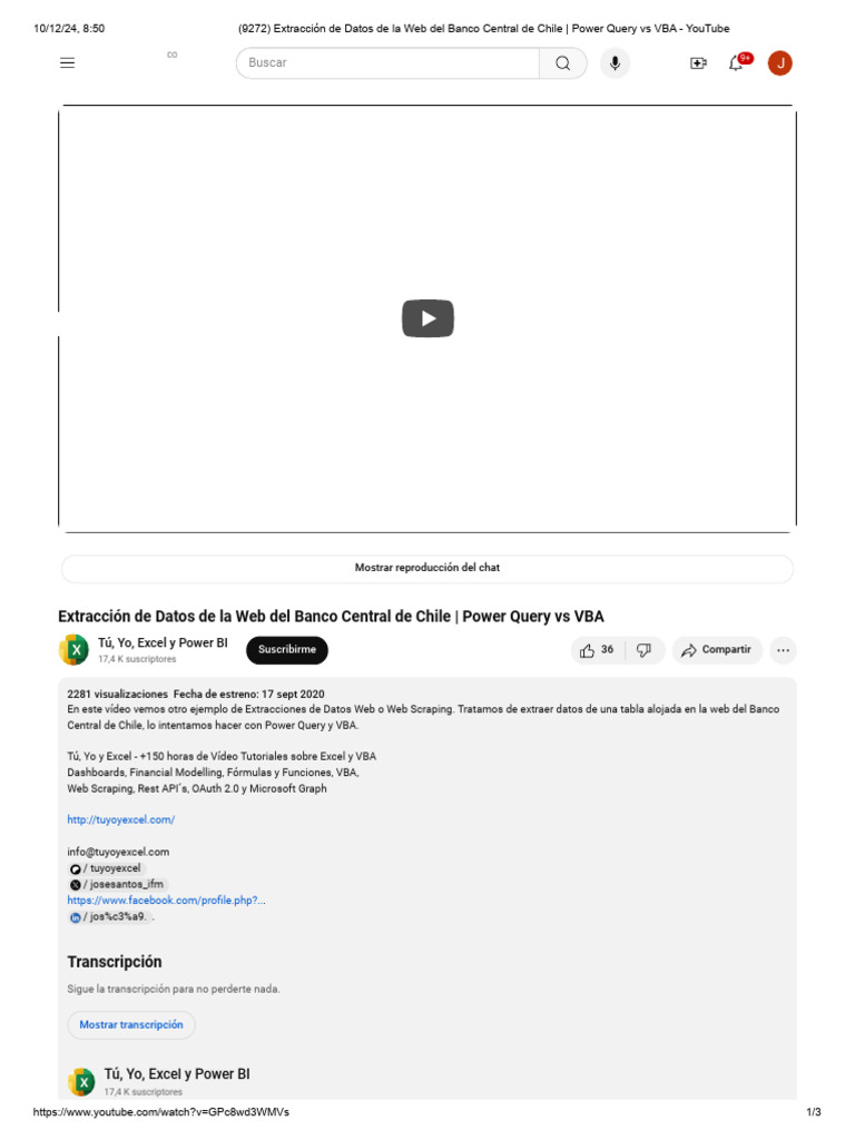 (9272) Extracción de Datos de La Web Del Banco Central de Chile - Power ...