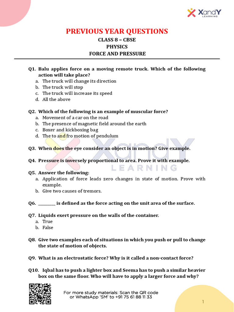 Force And Pressure Pdf Force Pressure