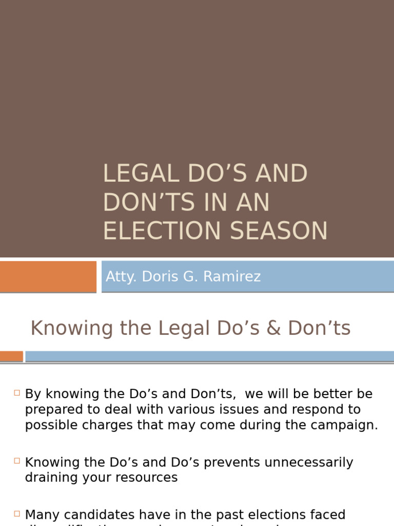 Legal Do S Don Ts in An Election Season | PDF | Elections | Voting
