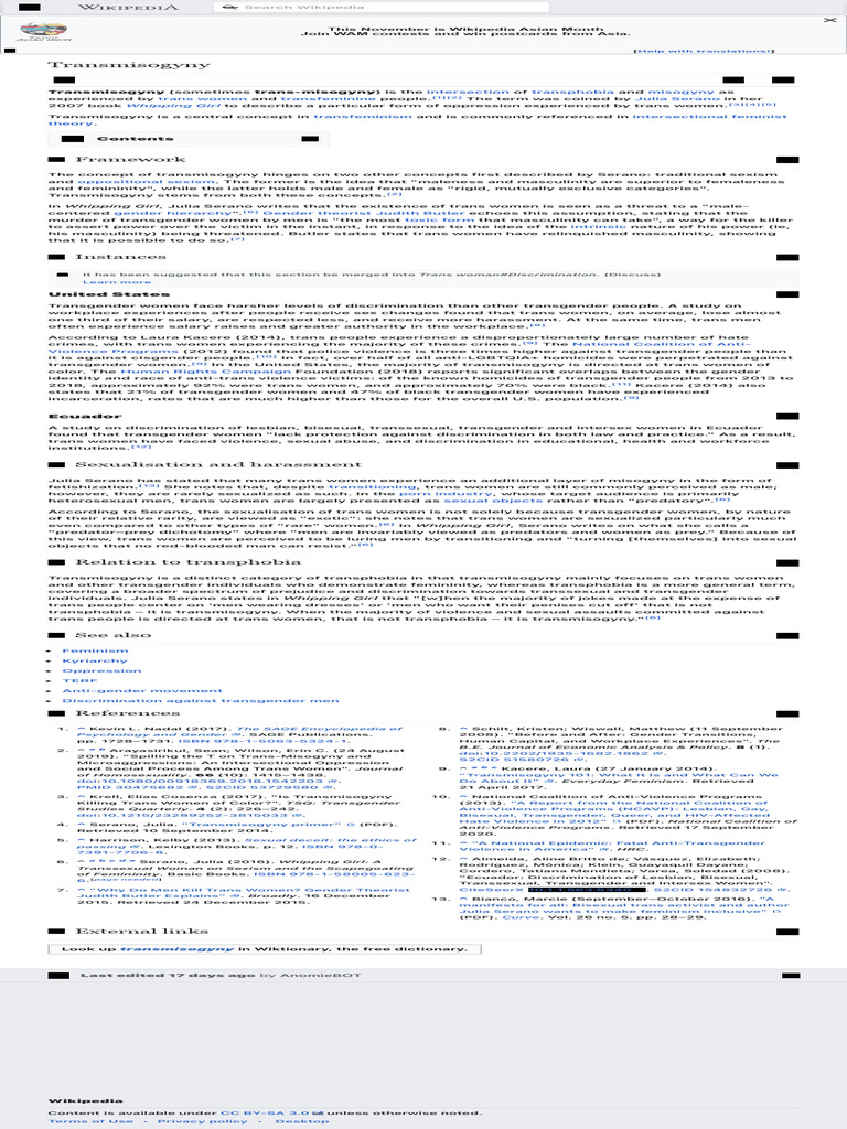 Transmisogyny - Wikipedia 14572936 | PDF | LGBTQIA+ Studies | Transgender