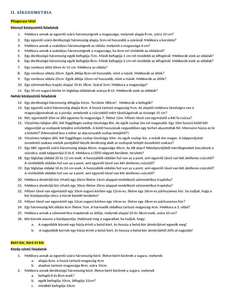 Sík - És Térgeometria - 1119 | PDF