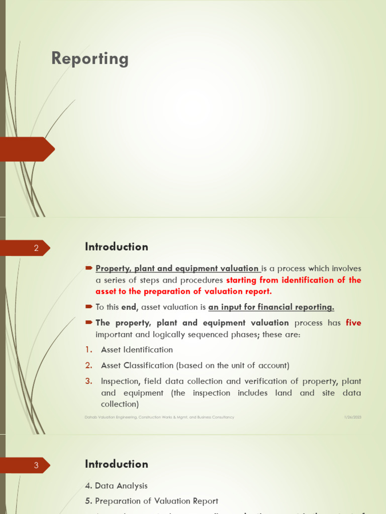 7. Reporting | PDF | Real Estate Appraisal | Valuation (Finance)
