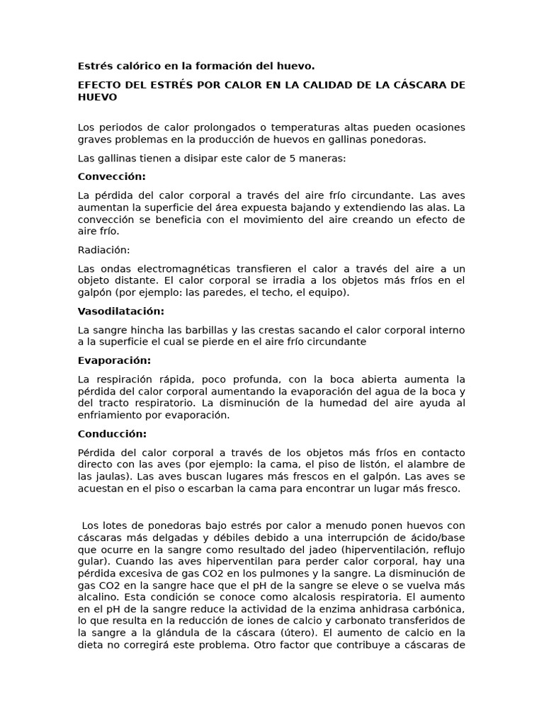 Estrés Calórico en La Formación Del Huevo | PDF
