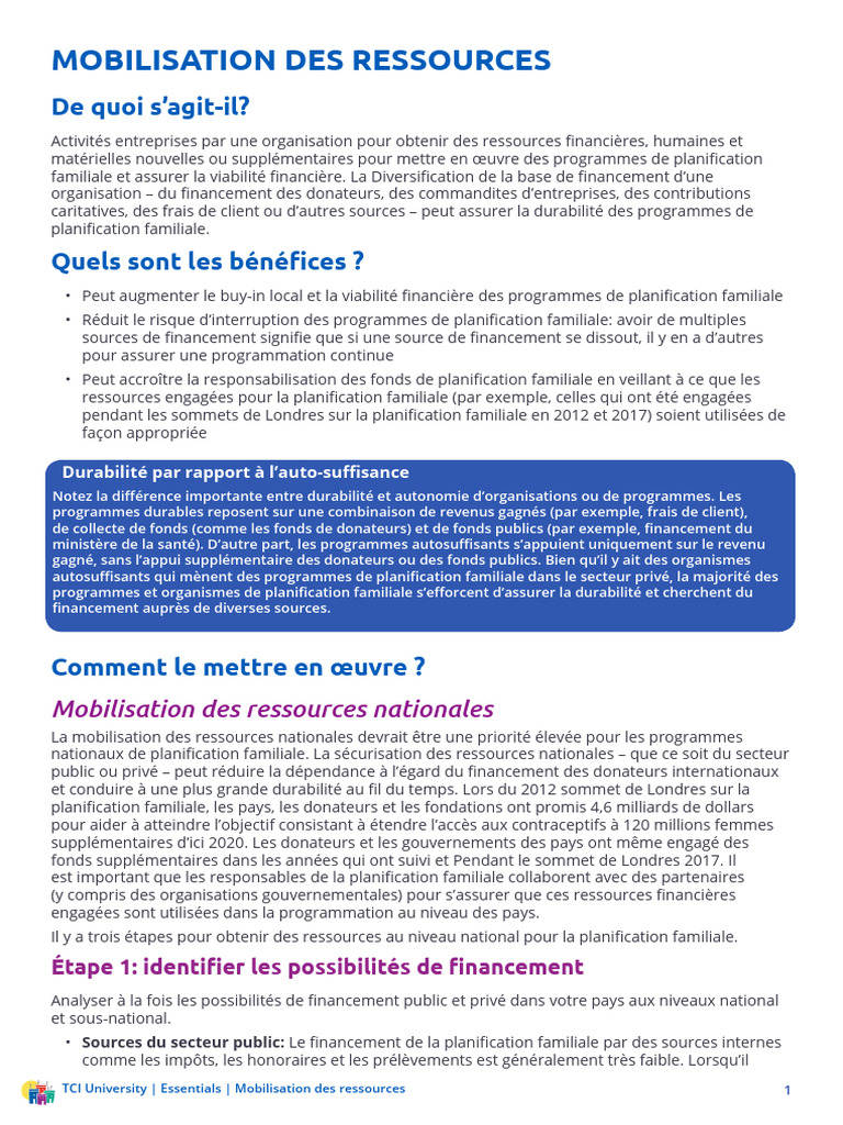 Mobilisation des ressources en santé familiale | PDF | Planification ...