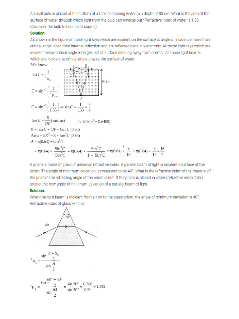 Numericals Optical Instruments | PDF