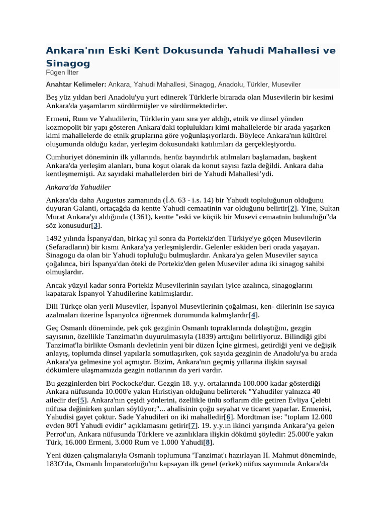 Yahudi Mahallesi Ankara | PDF
