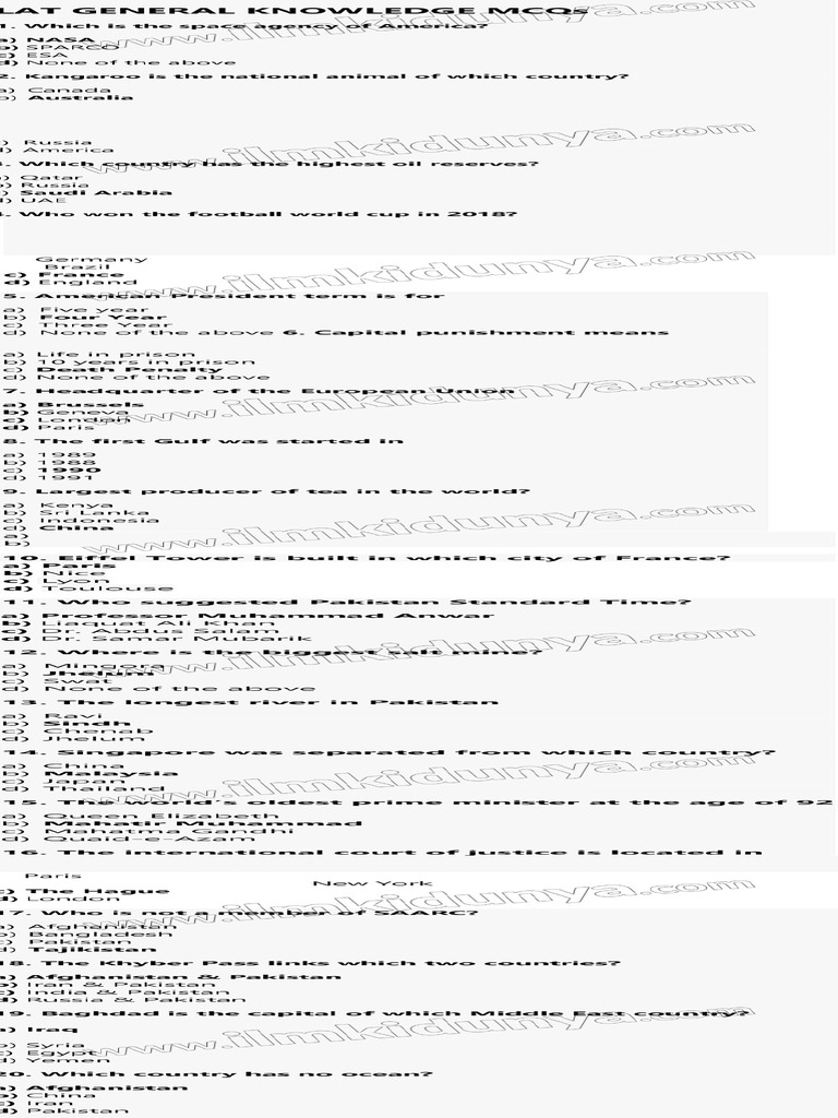 Lat Past Papers 2019 GK | PDF