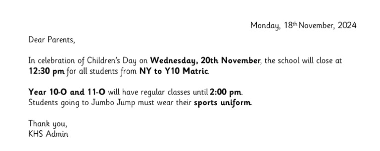 Children's Day Notice | PDF