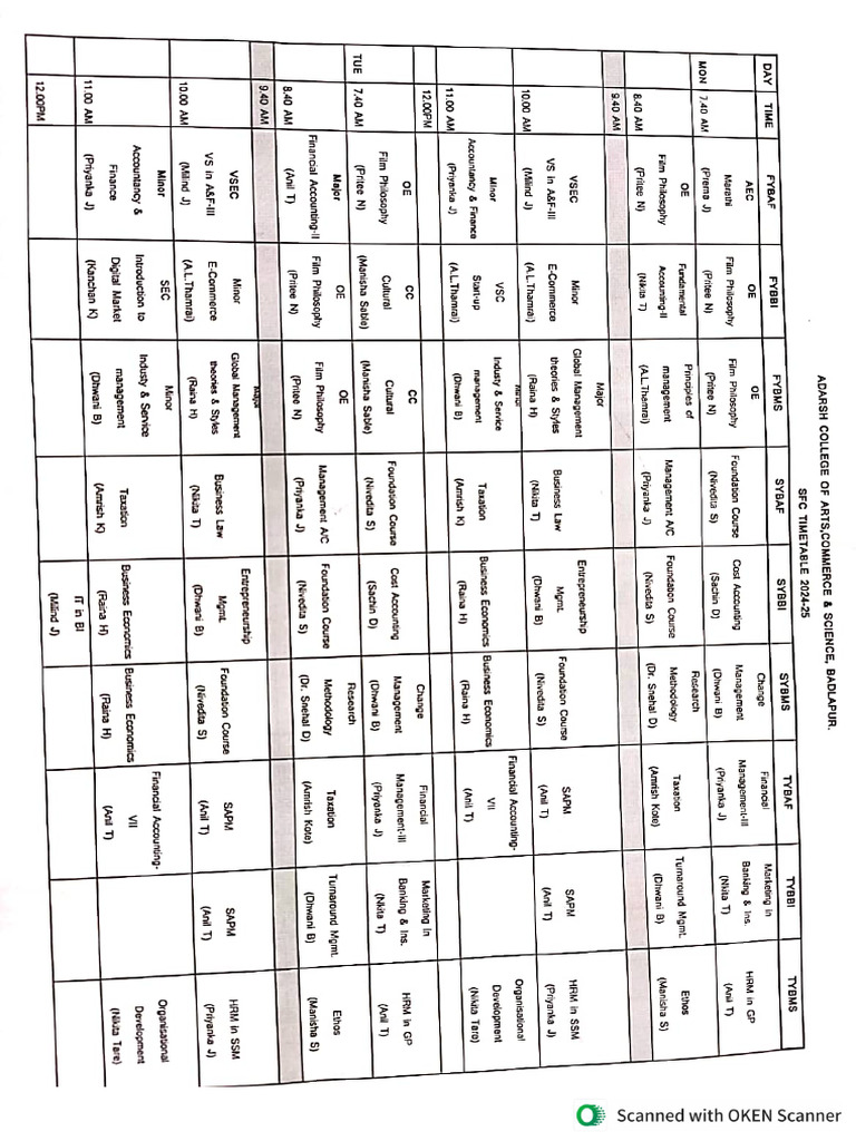 Time Table | PDF