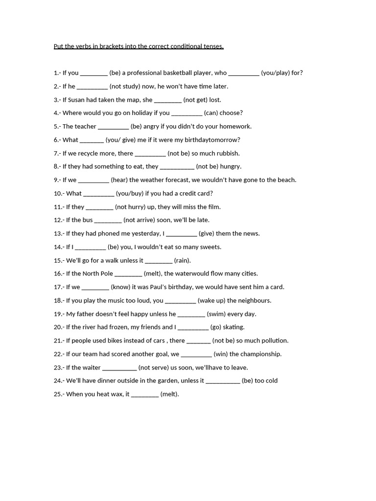 Conditional Tenses Mix | PDF