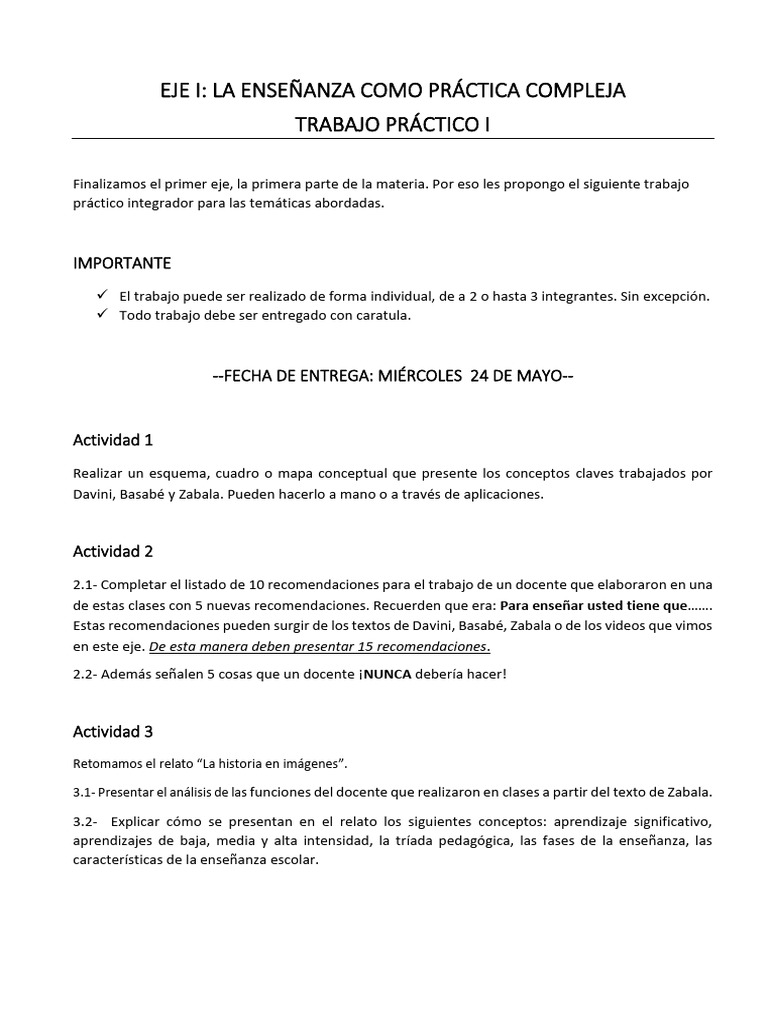 Trabajo Práctico I - Integrador | PDF | Enseñando | Maestros