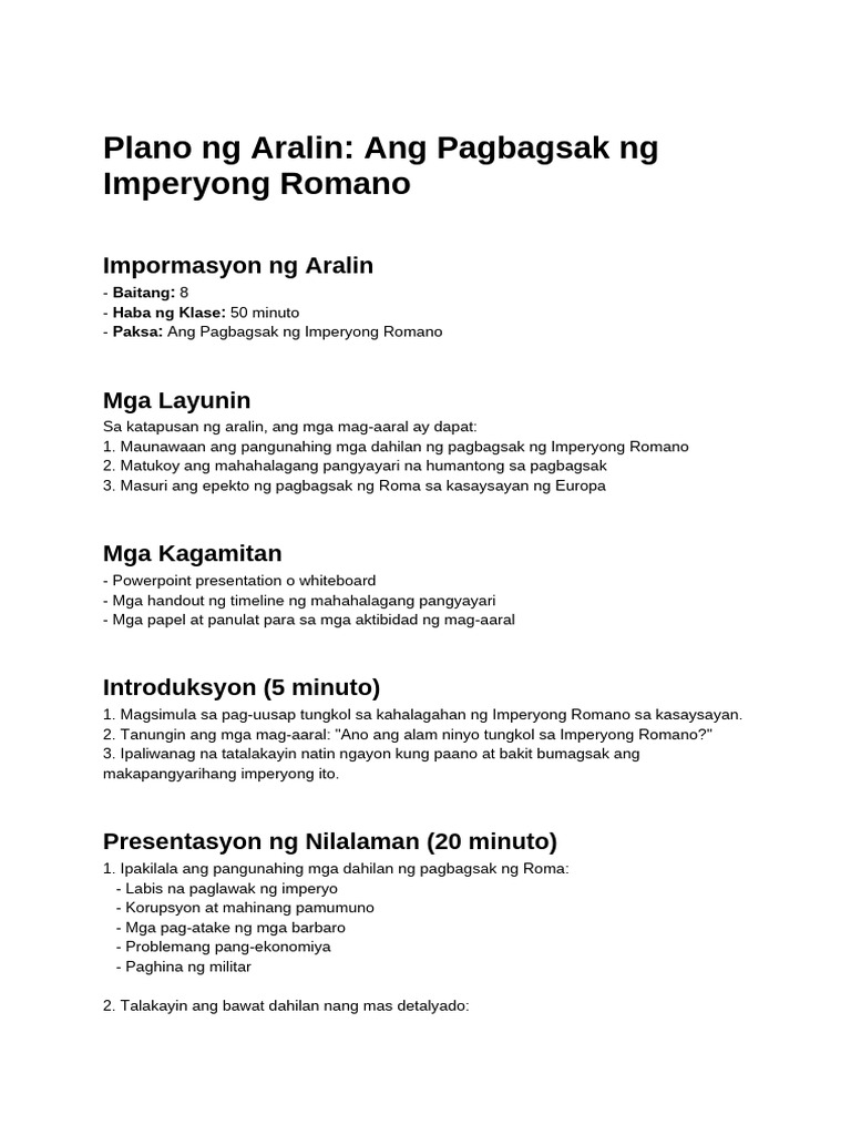 AP8 Pagbagsak NG Romano | PDF