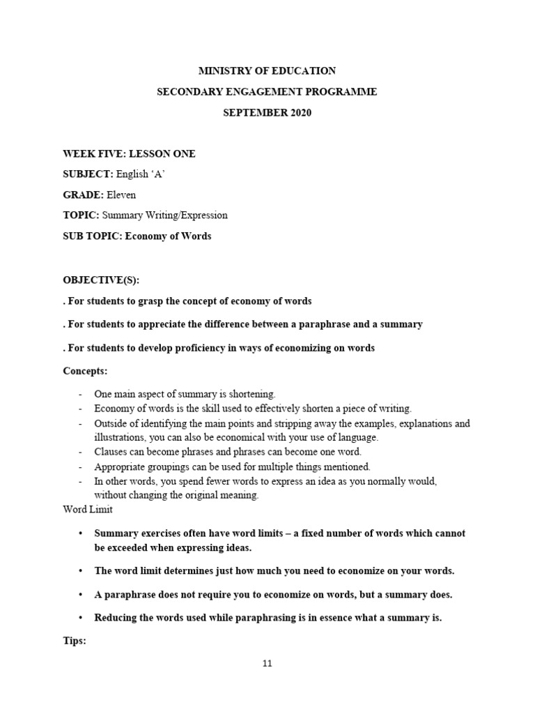 Grade 11 English Language Week 5 Lesson 1 | PDF | Word | English Language
