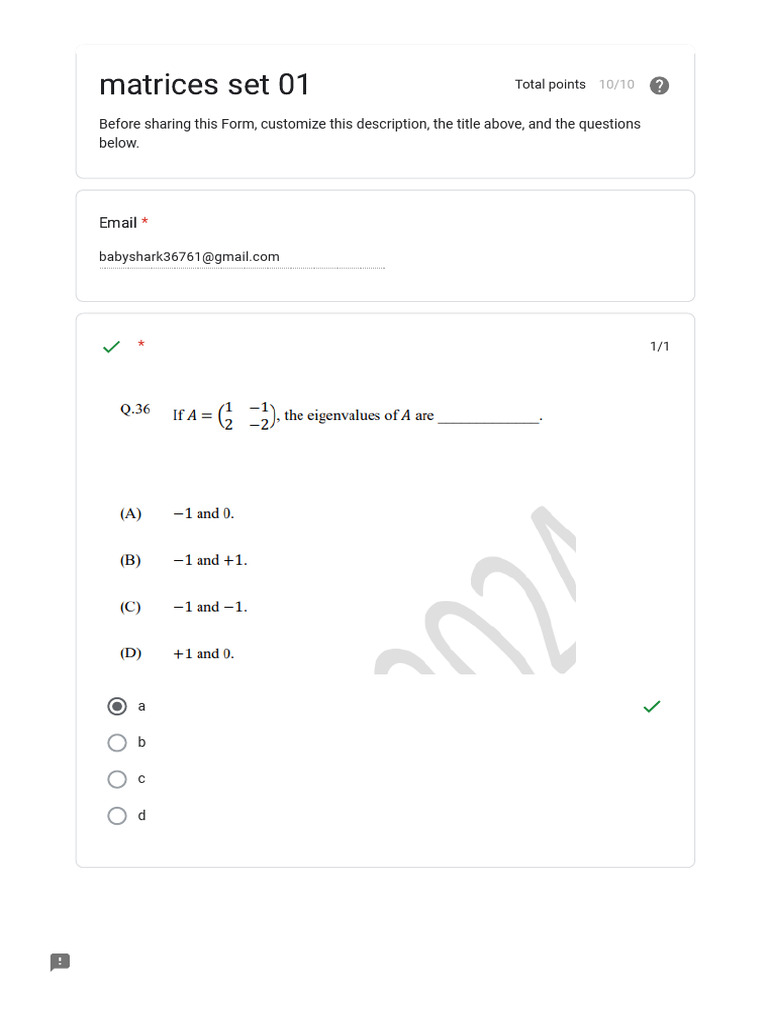 Matrices Set 01 | PDF