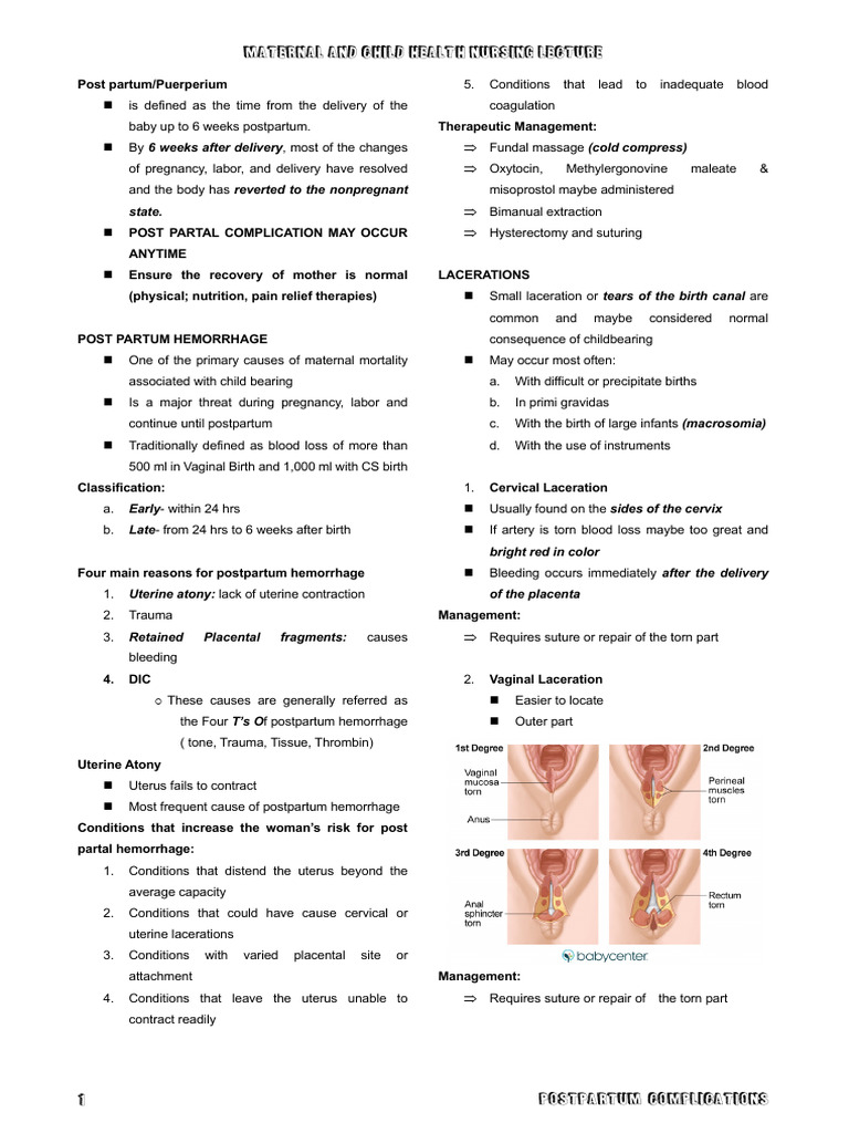 Postpartum Complications | PDF | Childbirth | Postpartum Period