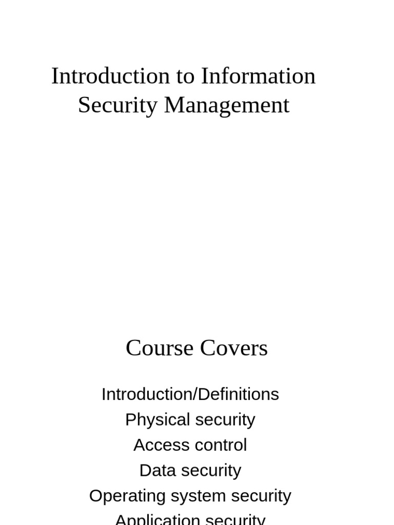 Introduction To Information Security Management | PDF | Computer ...