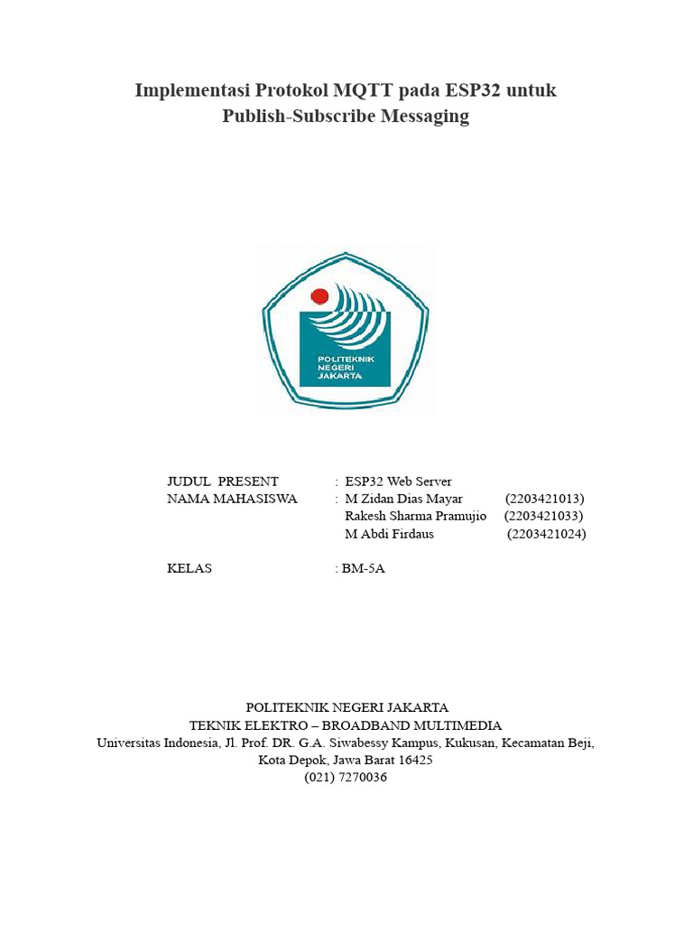 MQTT pada ESP32 untuk IoT | PDF