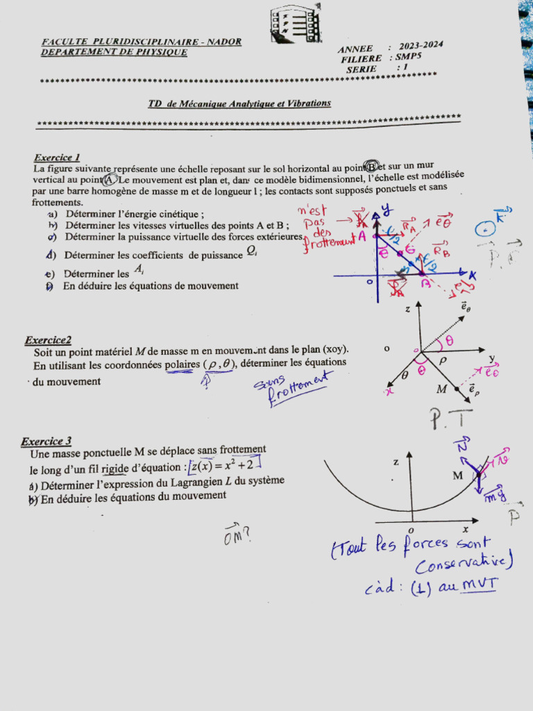 TD Mécanique Analytique | PDF