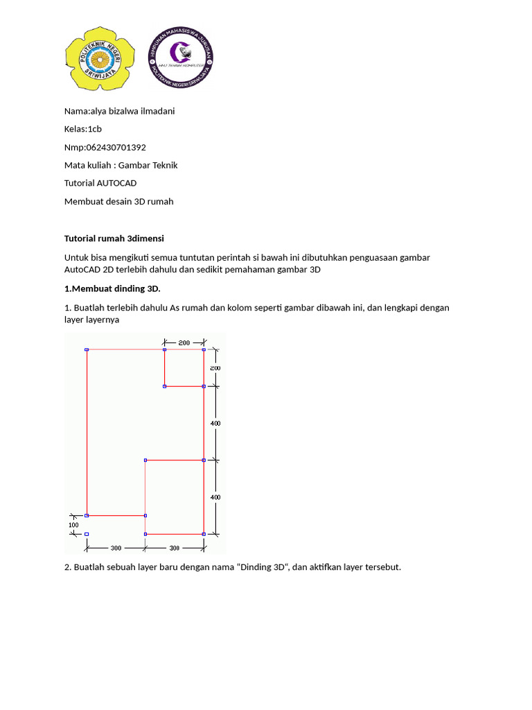 Modul Autocad Tugas Denah Rumah 3d | PDF