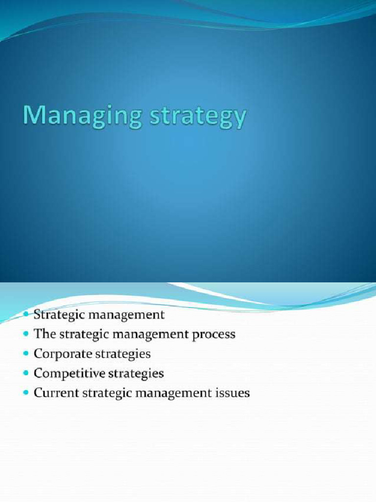 chapter 9 managing strategy | PDF