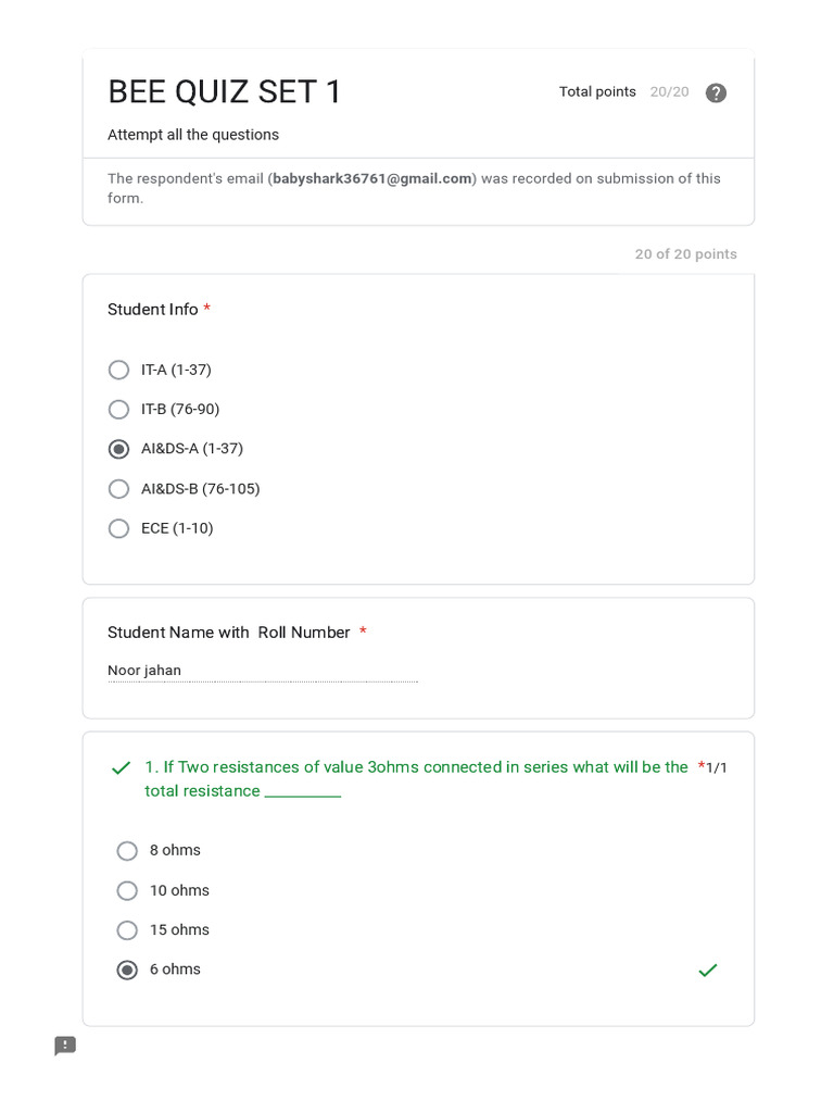 Bee Quiz Set 1 | PDF | Electrical Resistance And Conductance ...