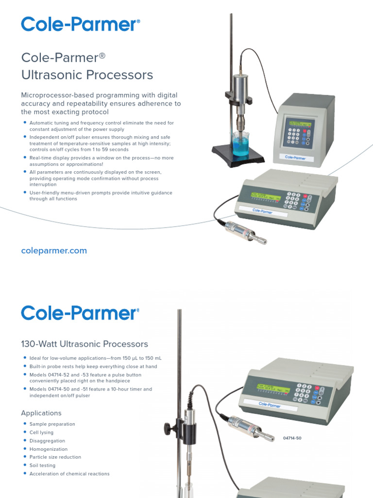 50 52 04711 XX CP Ultrasonic Processor Data Sheet | PDF | Ultrasound ...