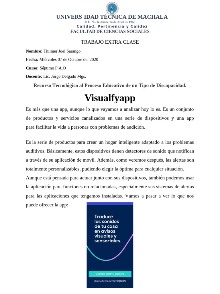 Visualfy: App para Personas Sordas | PDF | Aplicación movil | Software ...