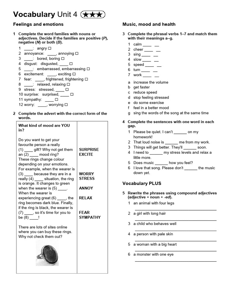 9 Friends Plus - Unit - 4 - Vocab - Three - Star | PDF | Adjective | Grammar