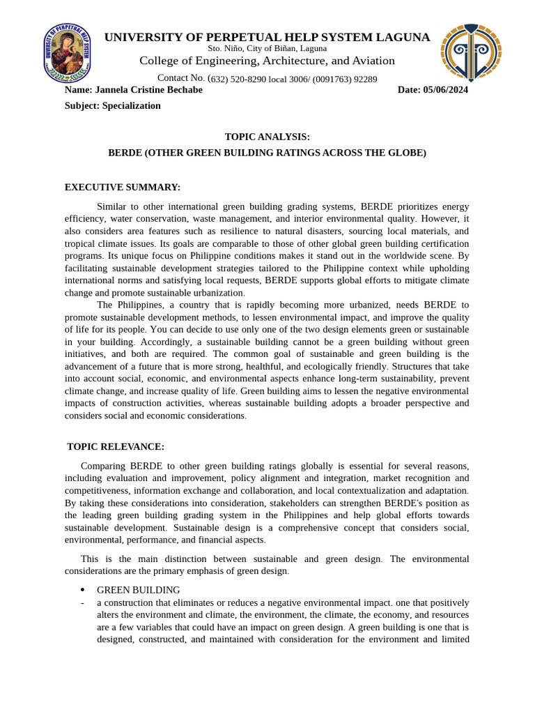 Berde - Green BLDG Vs Suistainability | PDF | Green Building ...